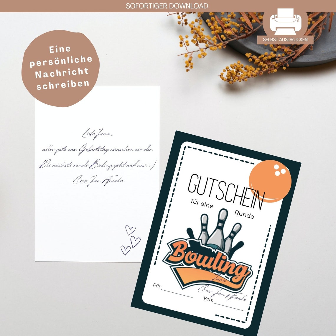 Voucher Gift to Print Voucher Bowling for Buddy Gift Last Minute Man ...