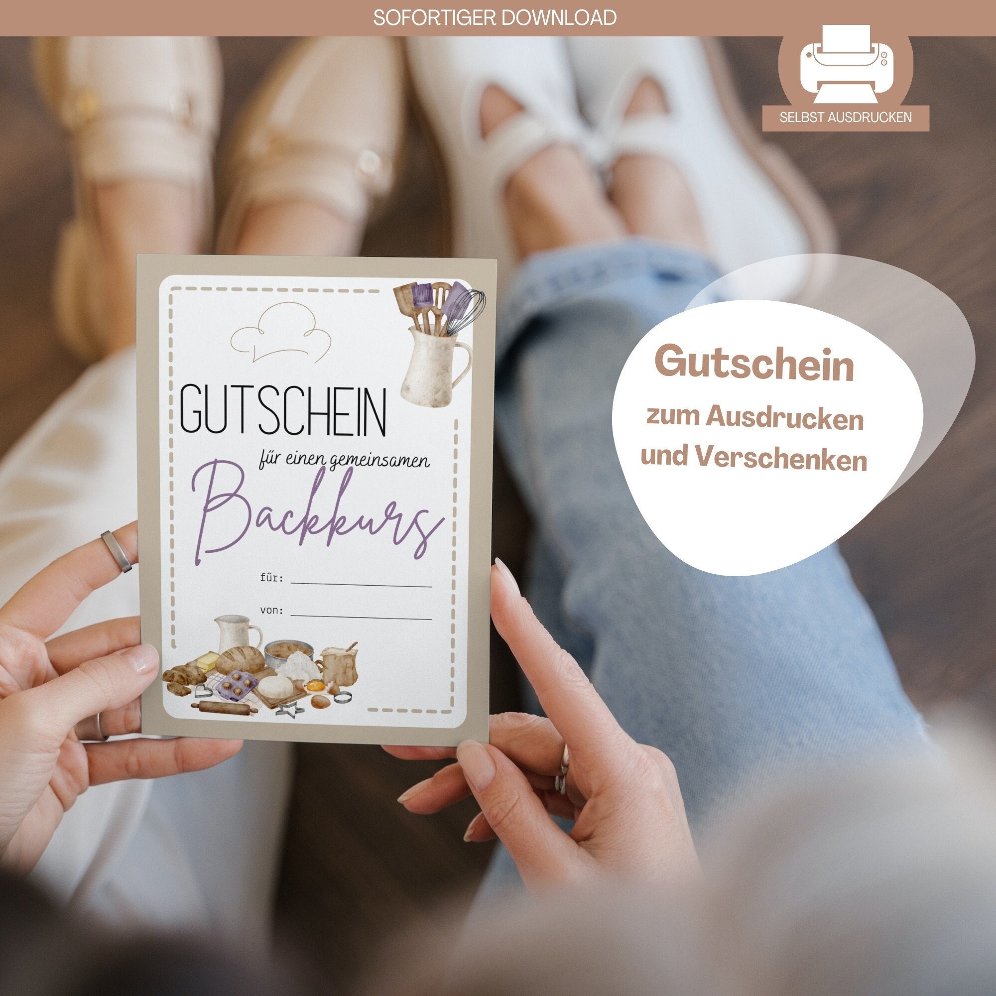 Voucher Gift to Print Out Voucher Baking Course for Mom Gift Last ...