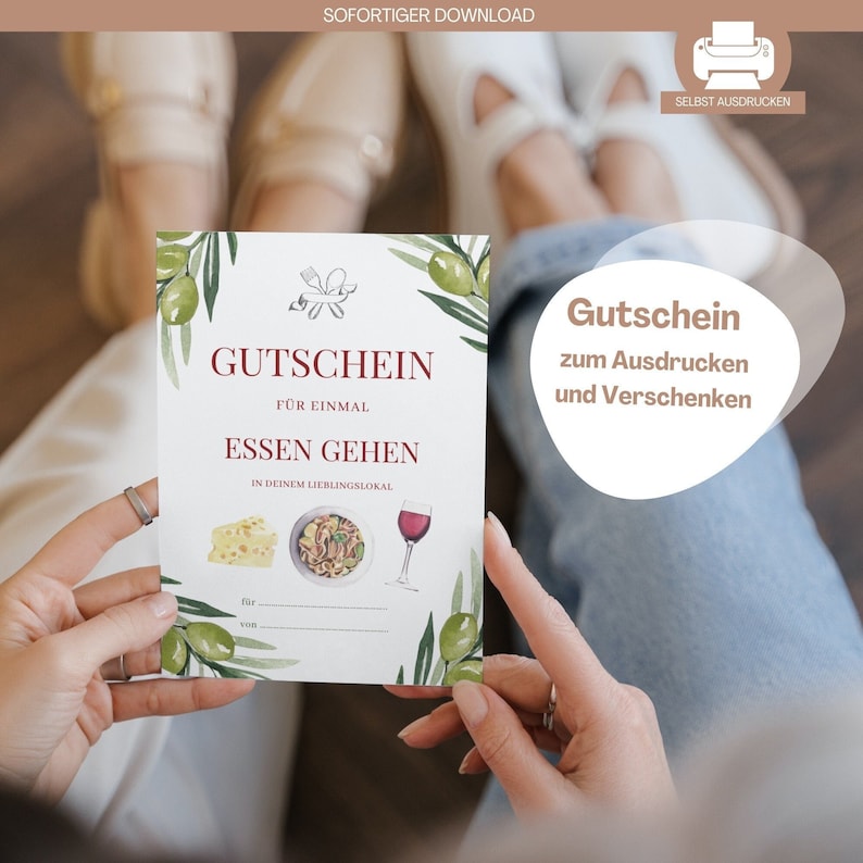 Voucher Food Restaurant Gift to Print Voucher for Dinner Gift Last ...