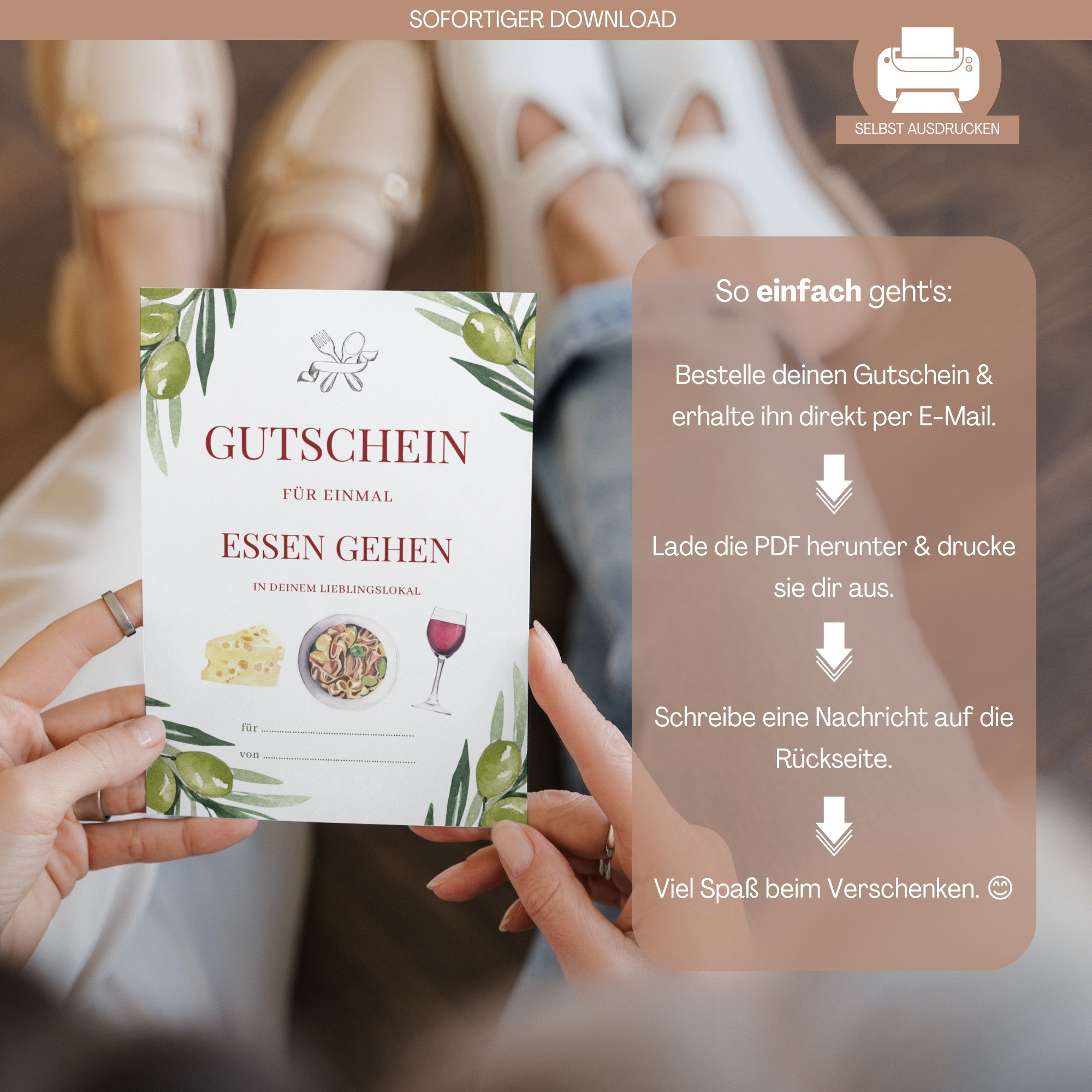 Voucher Food Restaurant Gift to Print Voucher for Dinner Gift Last ...