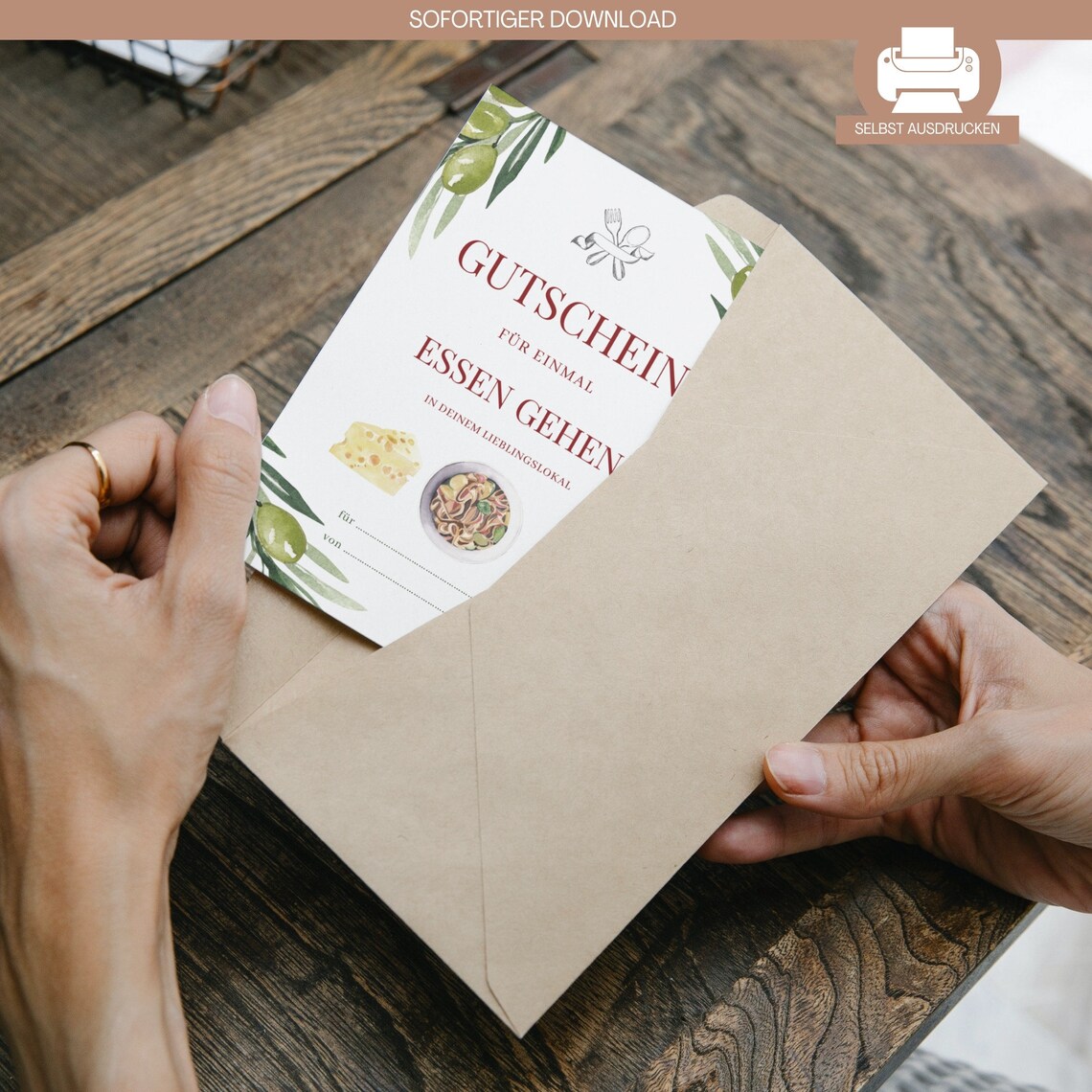 Voucher Food Restaurant Gift to Print Voucher for Dinner Gift Last ...