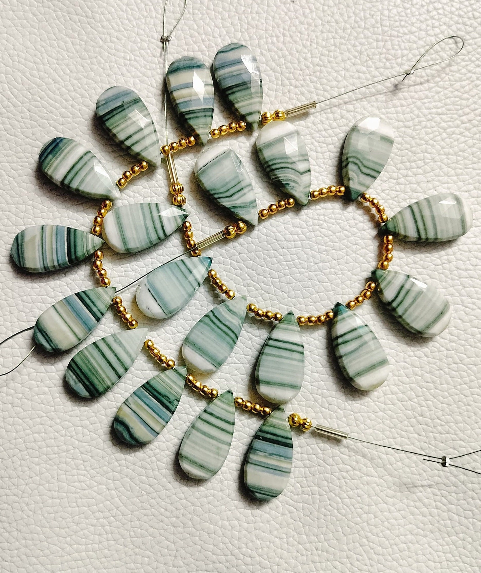 10 Pieces Green Agate Faceted Fancy Cut Beads Natural Gemstone Side ...