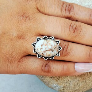 Natural Horse Magnesite Gemstone Ring, 925 Sterling Silver ! Boho Statement Ring-hand Crafted ...