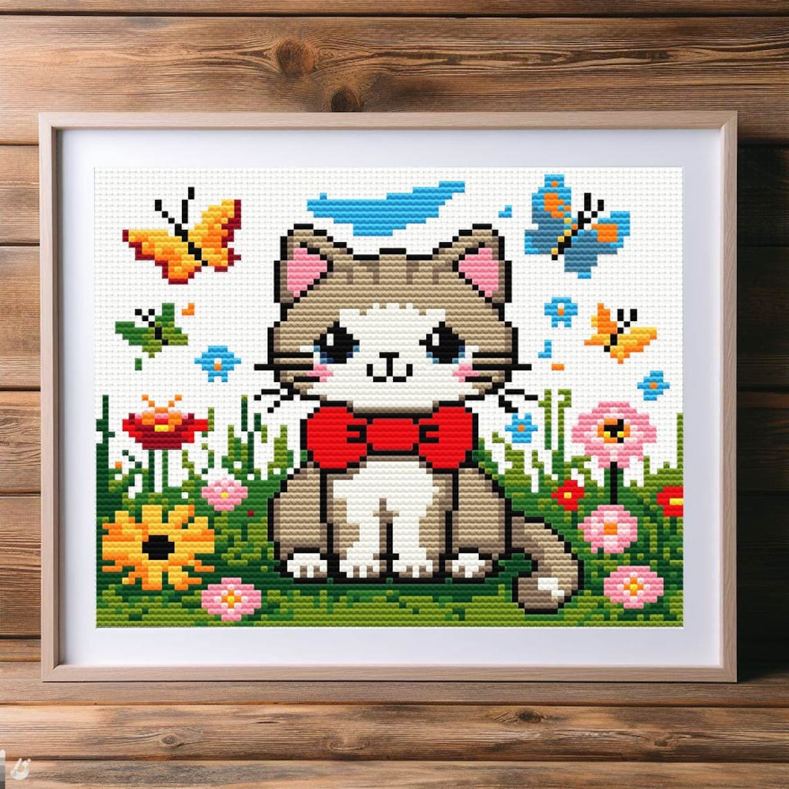 Springtime Kitty PDF Instant Download Cross Stitch Pattern Funny Cross ...