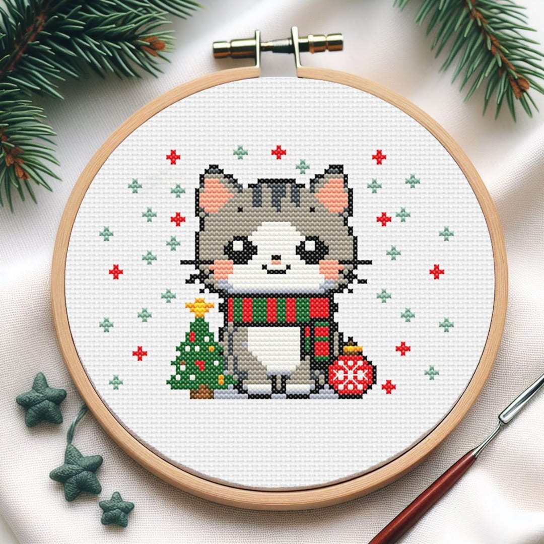 Christmas Cat Cross Stitch Pattern: A Purr-fect Holiday (PDF Download ...