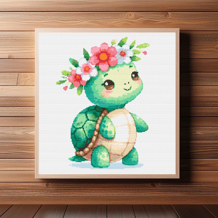 Blooming Turtle PDF Instant Download Cross Stitch Pattern Cross Stitch ...