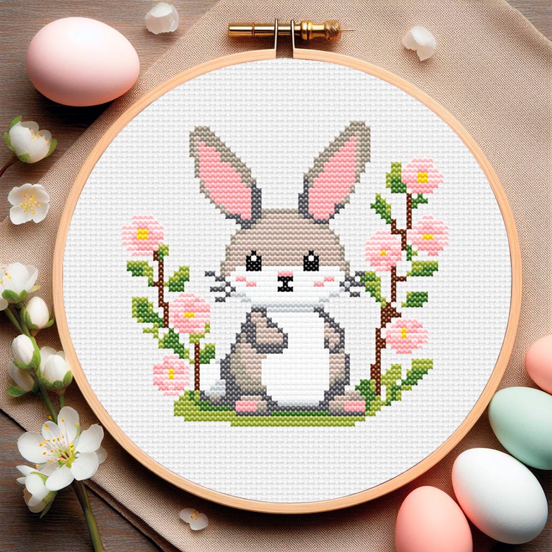 Rabbit Cross Stitch Pattern: Rosy Reverie Bunny Decor (PDF Download) - Etsy