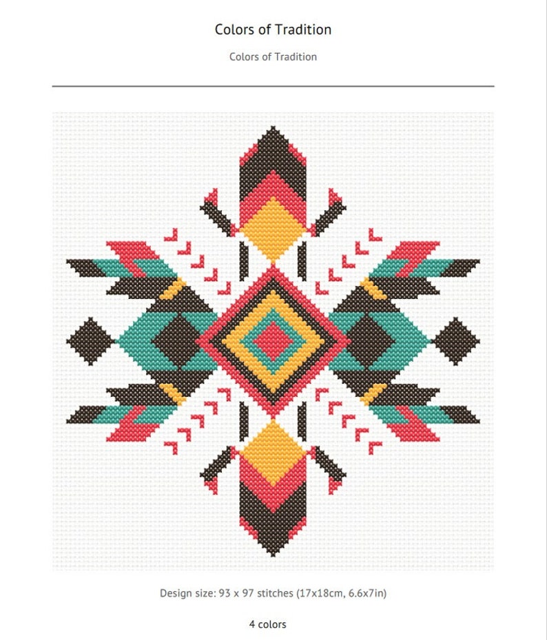 Native American Cross Stitch Pattern: Colors of Tradition Sampler (PDF Download) - Etsy