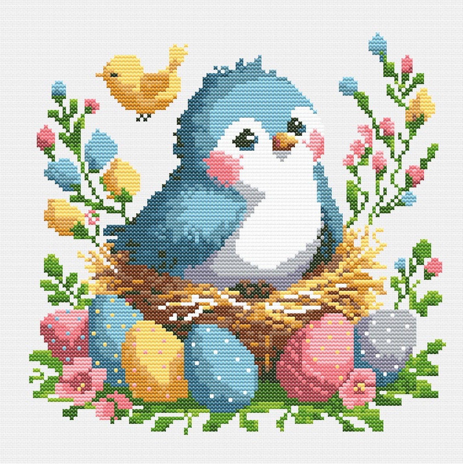 Easter Harmony PDF Instant Download Cross Stitch Pattern Easter Bird Animal Decor Modern Wall ...
