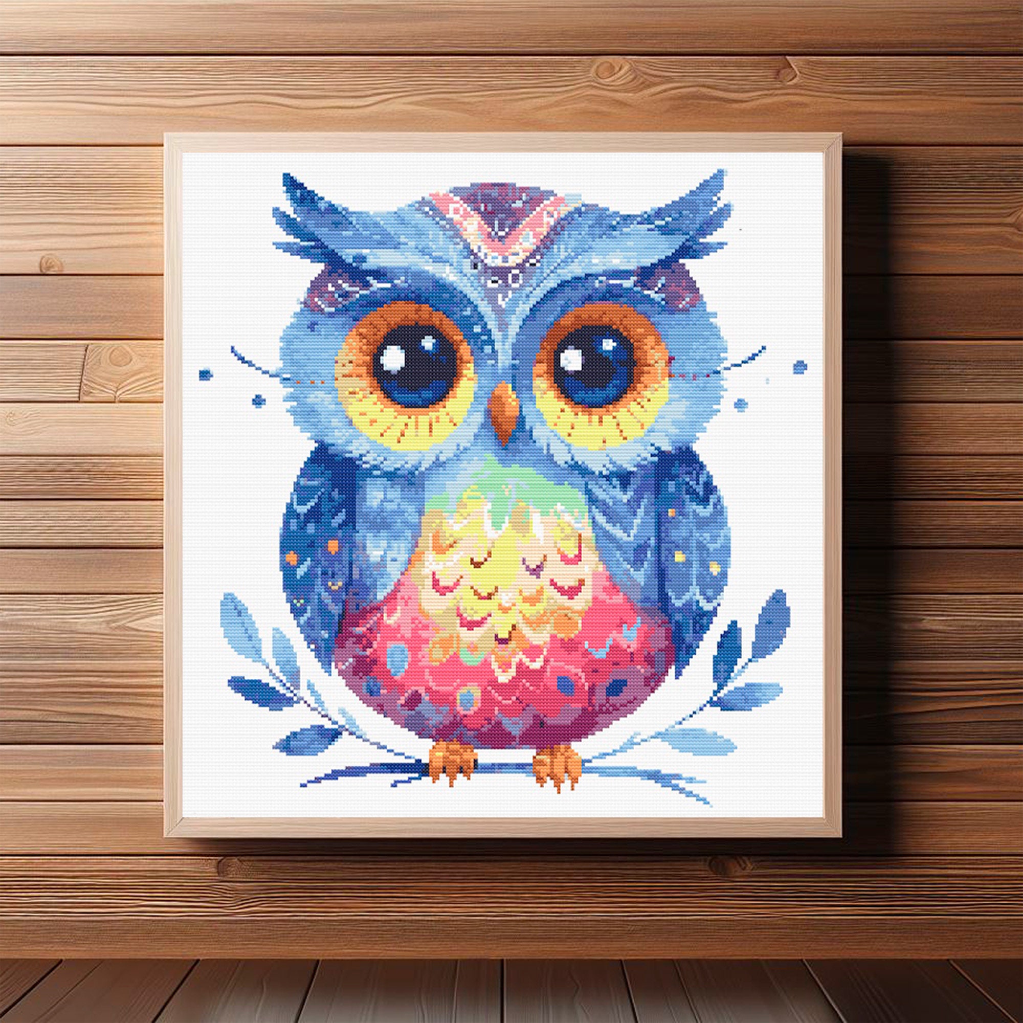 Patchwork Owl Portrait PDF Instant Download Cross Stitch Pattern Modern ...
