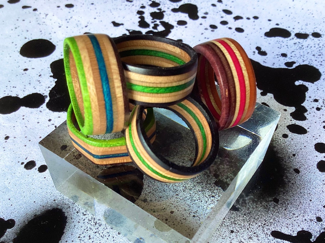 Recycled Skateboard Rings - Etsy