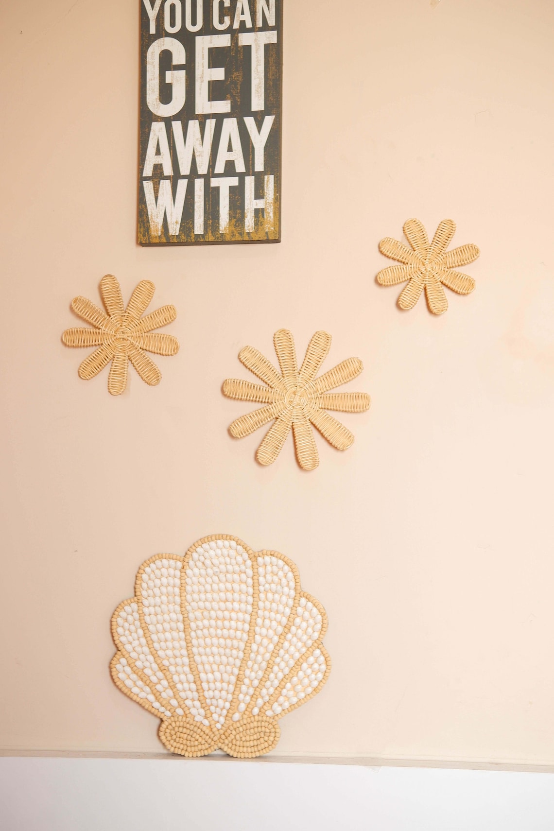 Rattan Flower Wall Decor Set Daisy Rattan Wall Decor Nursery - Etsy