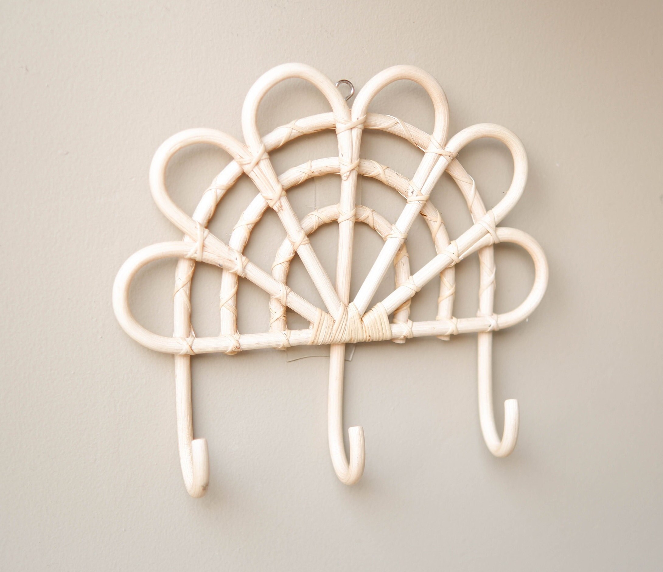 Rattan Flower Wall Hook, Rattan Wall Hook, Rattan Boho Nursery Decor ...