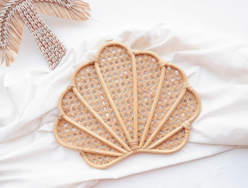 Rattan Seashell Wall Decor, Boho Rattan Nursery Decor, Shell Nursery ...