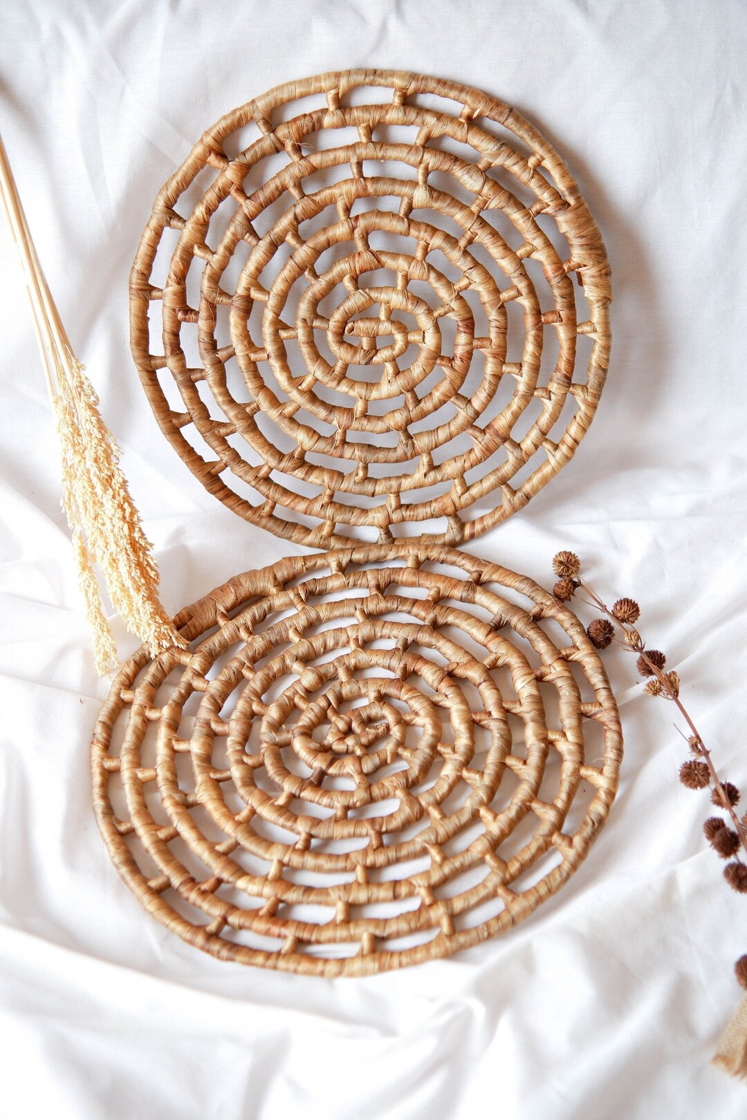 Boho Basket Wall Decor, Banana Leaf Basket Wall Decor, Wicker Basket ...