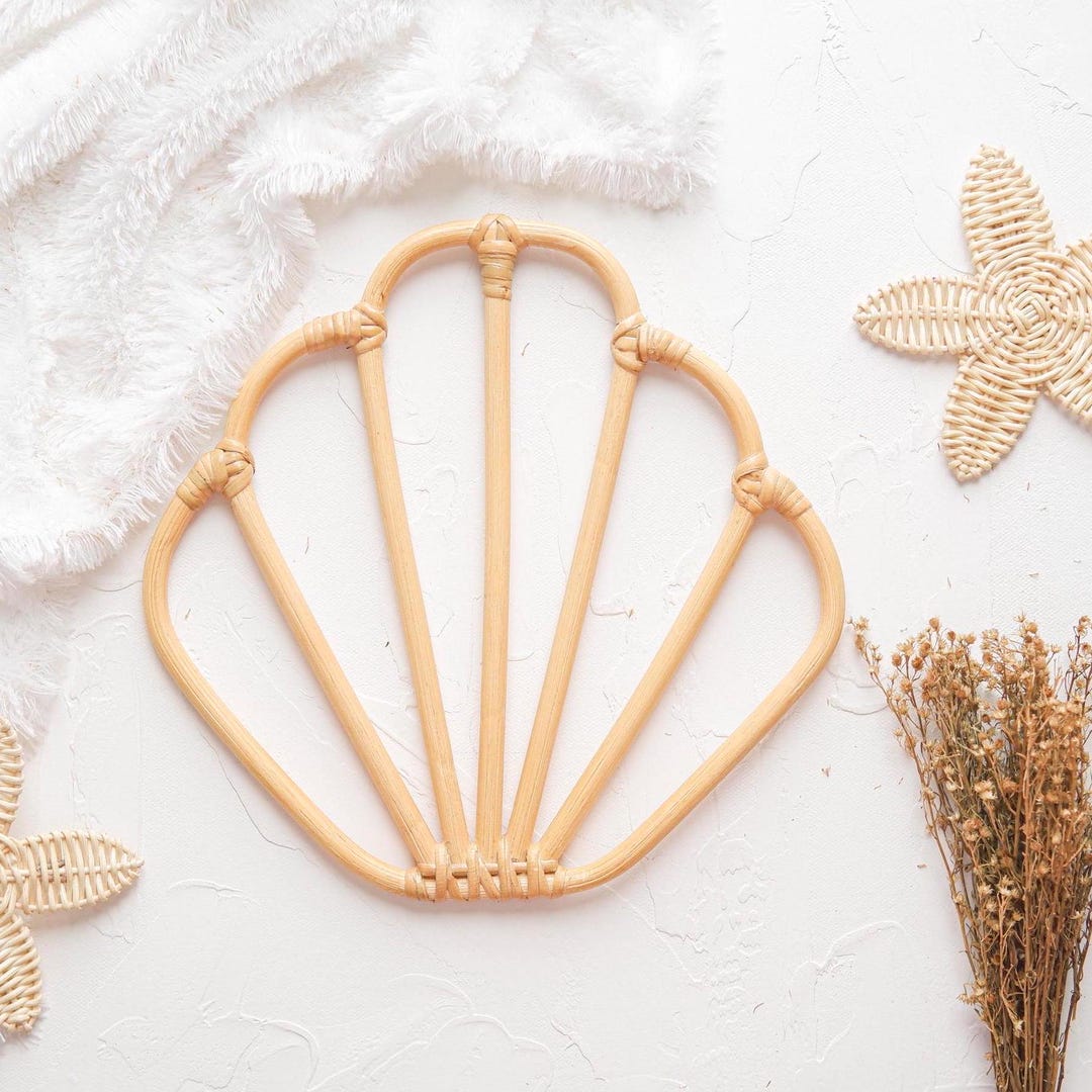Rattan Sea Shell Wall Decor, Boho Rattan Nursery Wall Decor, Shell ...