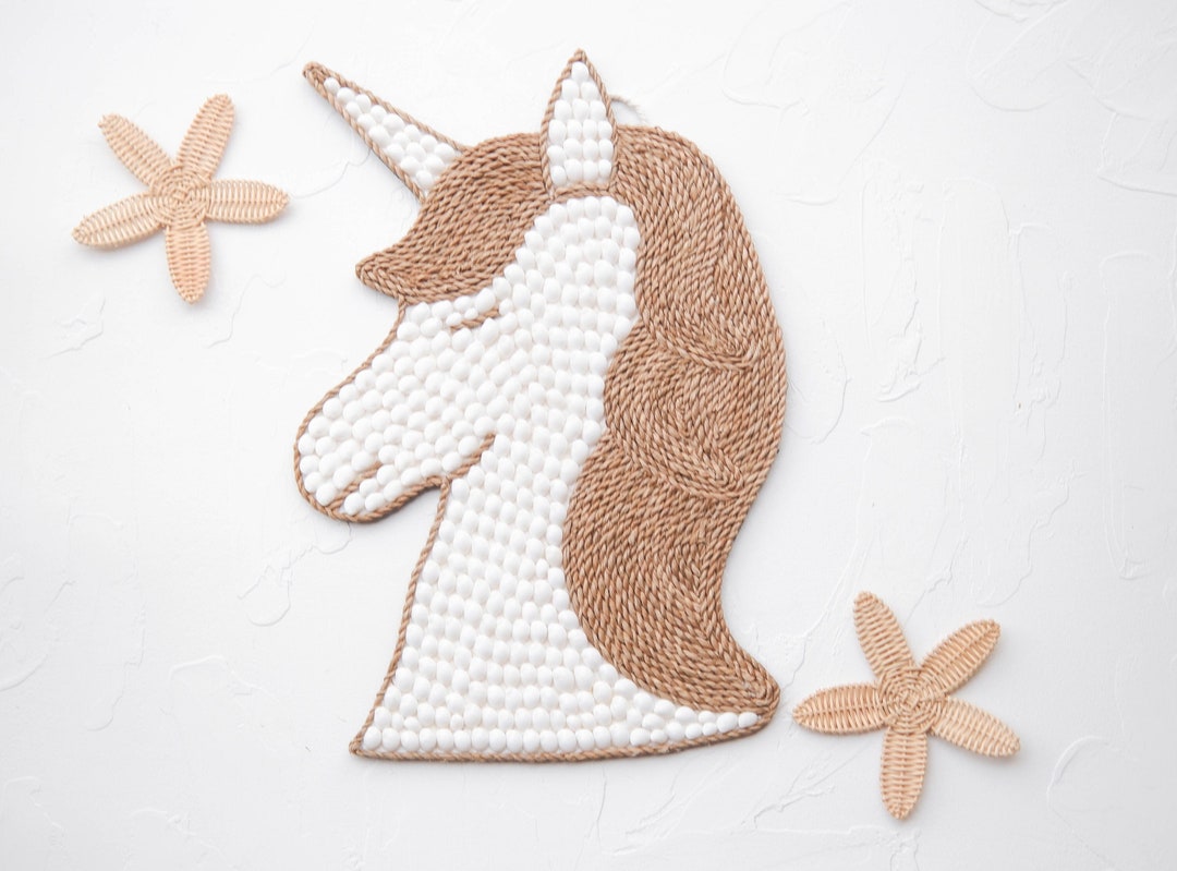 Boho Nursery Wall Decor, Sea Shell Unicorn Nursery Decor, Boho Beach ...