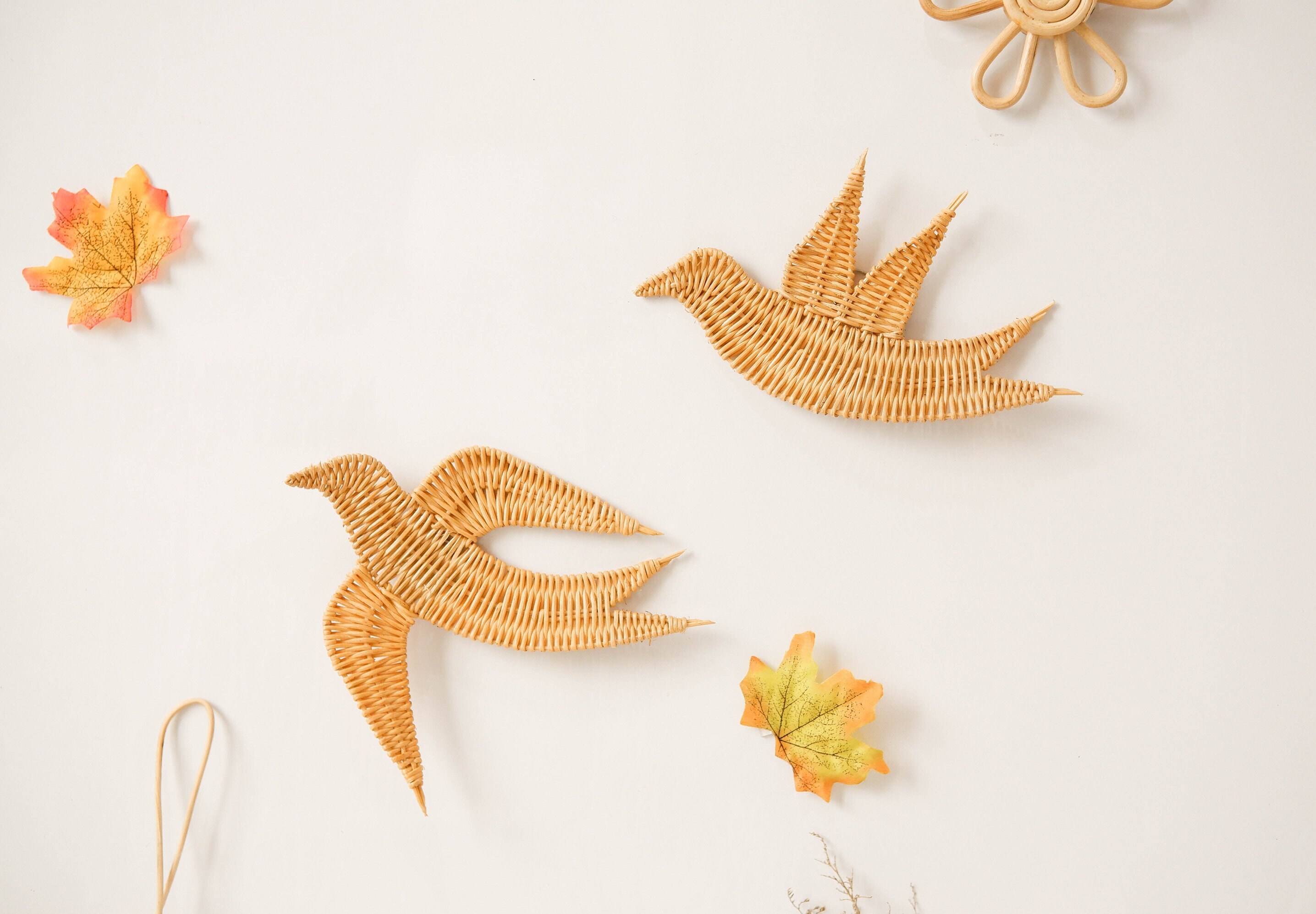 Rattan Bird Nursery Decor Set, Boho Nursery Rattan Wall Decor, Rattan ...