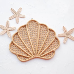 Rattan Seashell Wall Decor, Boho Rattan Nursery Decor, Shell Nursery ...