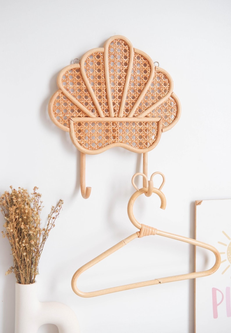 Rattan Shell Wall Hanger, Rattan Shell Wall Hook, Rattan Nursery Decor ...