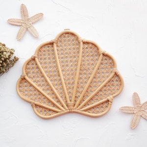 Rattan Seashell Wall Decor, Boho Rattan Nursery Decor, Shell Nursery ...