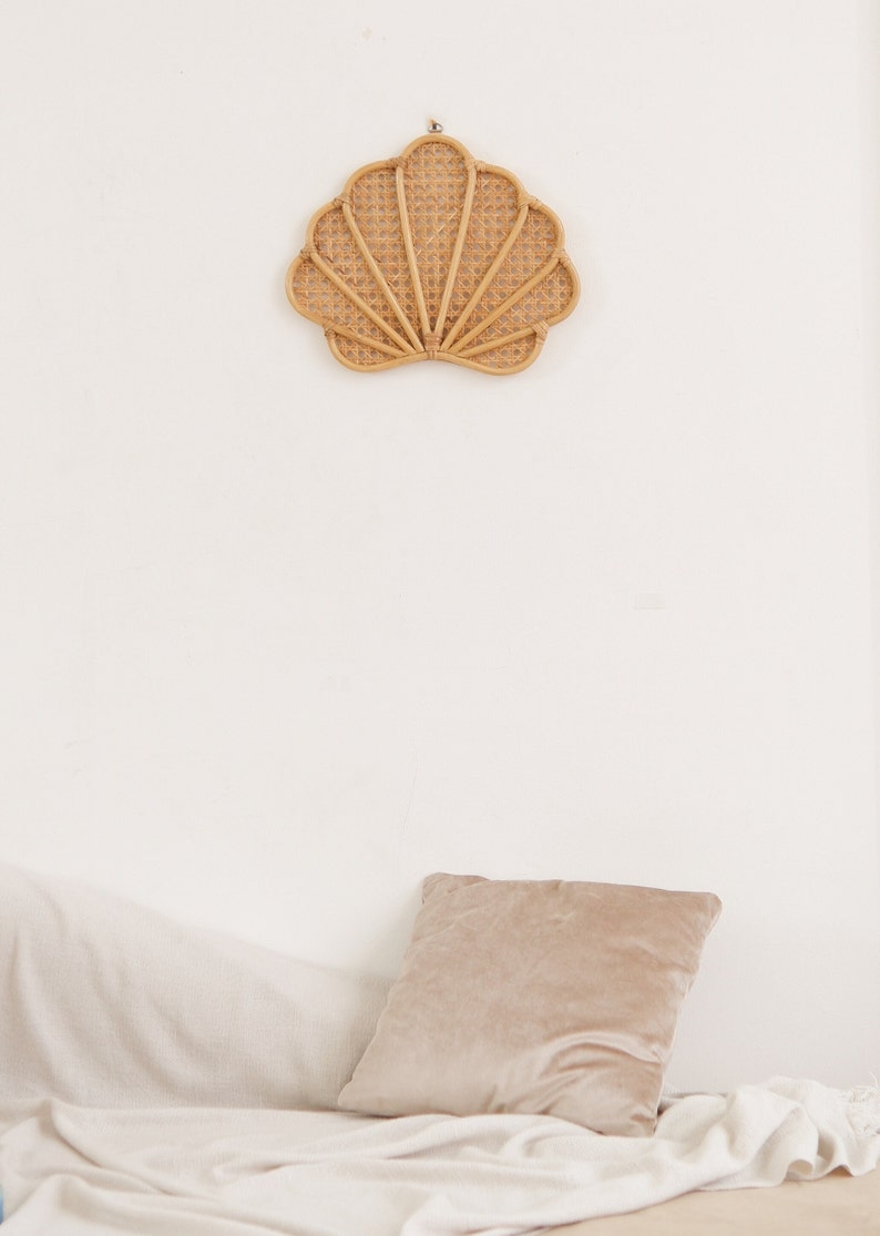 Rattan Seashell Wall Decor, Boho Rattan Nursery Decor, Shell Nursery ...