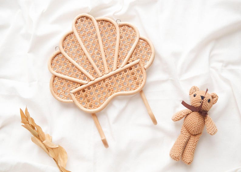 Rattan Shell Wall Hanger, Rattan Shell Wall Hook, Rattan Nursery Decor ...