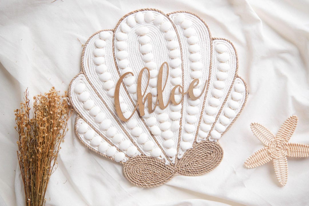 Mermaid Seashell Name Sign for Nursery, Coastal Beach House Decor - Etsy