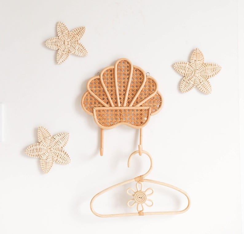 Rattan Shell Wall Hanger, Rattan Shell Wall Hook, Rattan Nursery Decor ...
