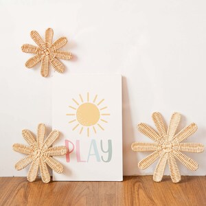 Rattan Flower Wall Decor Set, Daisy Rattan Wall Decor, Nursery Shelf ...