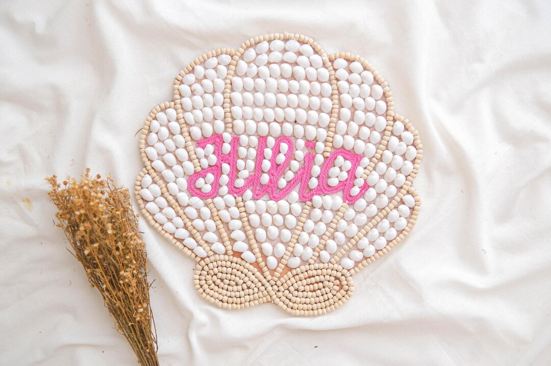 Personalized Seashell Name Sign, Sea Shell Nursery Decor, Baby Girl ...