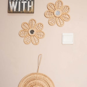 Rattan Flower Wall Decor Set, Daisy Rattan Wall Decor, Rattan Flower ...