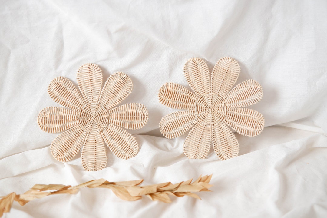 Rattan Flower Wall Decor Set, Boho Rattan Daisy Flower, Rattan ...
