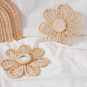 Rattan Flower Wall Decor Set, Daisy Rattan Wall Decor, Rattan Flower ...
