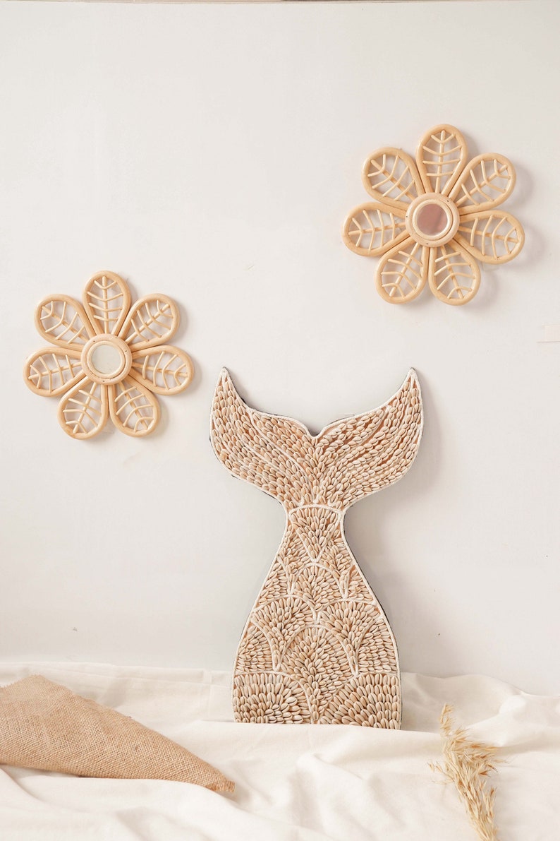 Rattan Flower Wall Decor Set Daisy Rattan Wall Decor Rattan - Etsy