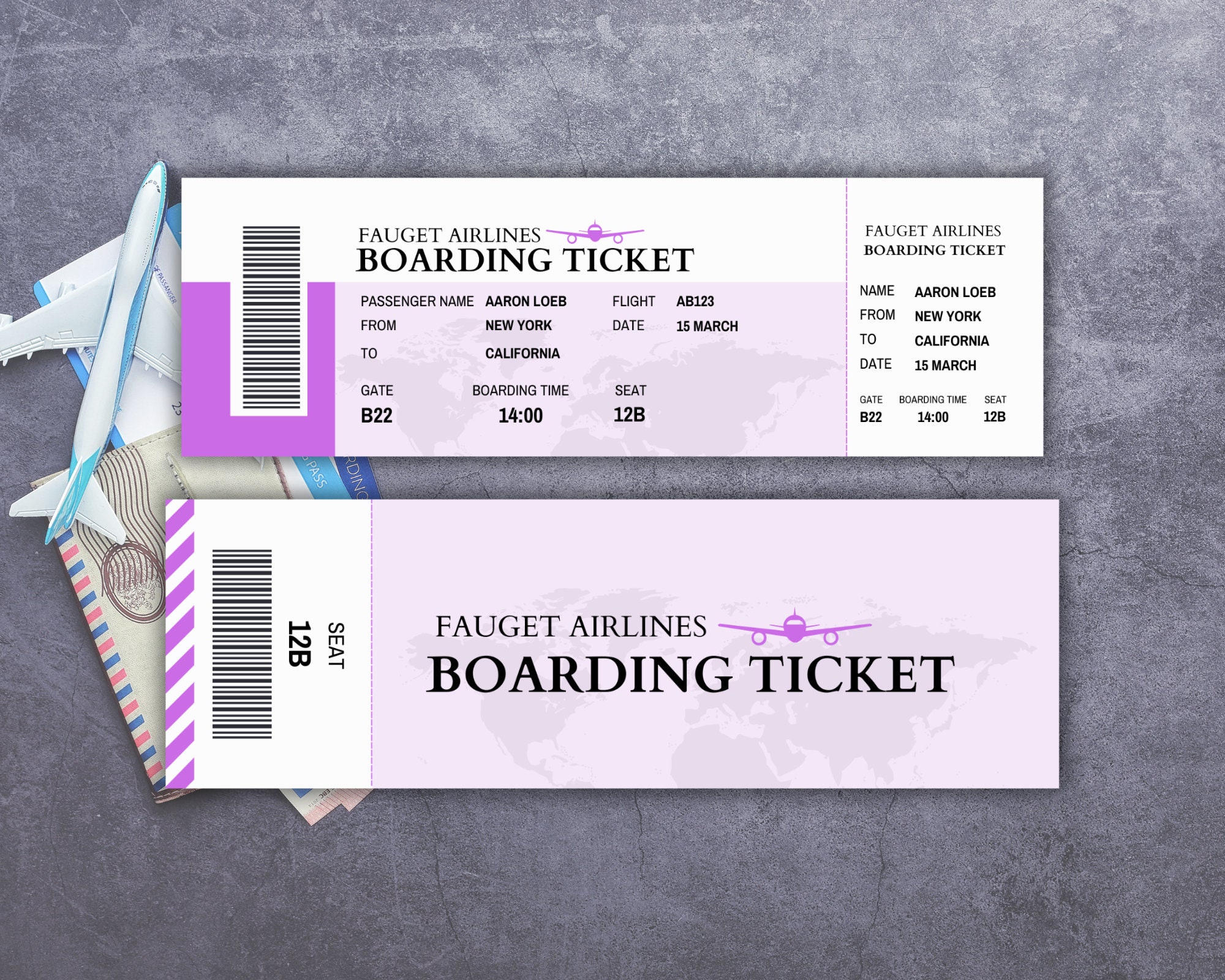 EDITABLE Airline Ticket Template Surprise Gift Idea Gift for Her Printable Boarding Pass Delta ...