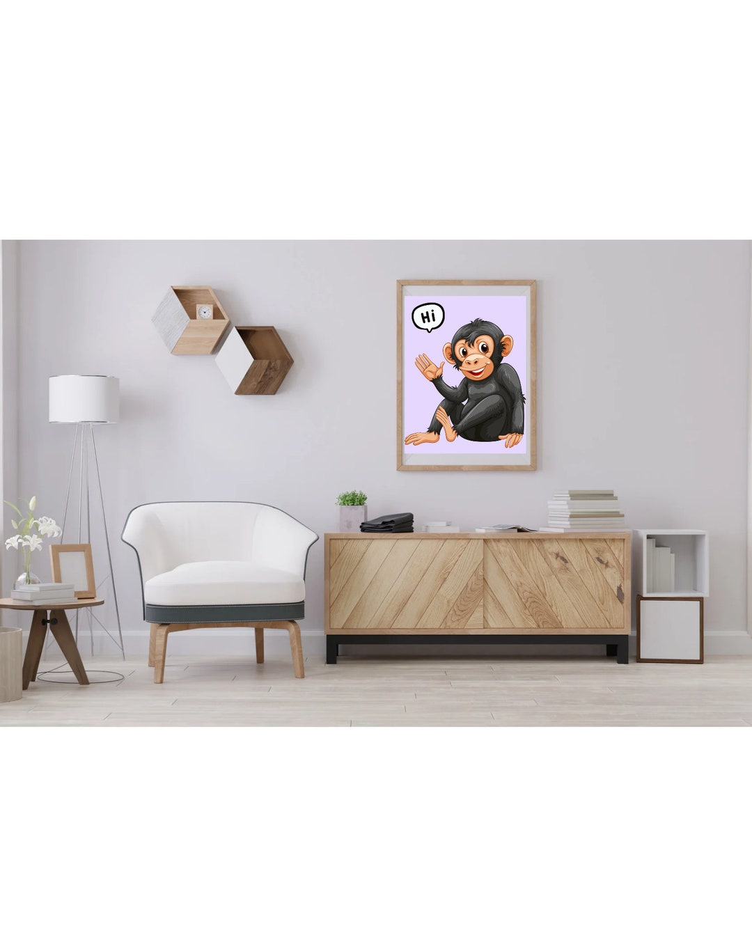 Mural of Sweet Monkey, Monkey Waves Framed Art Print, Wall Art or ...