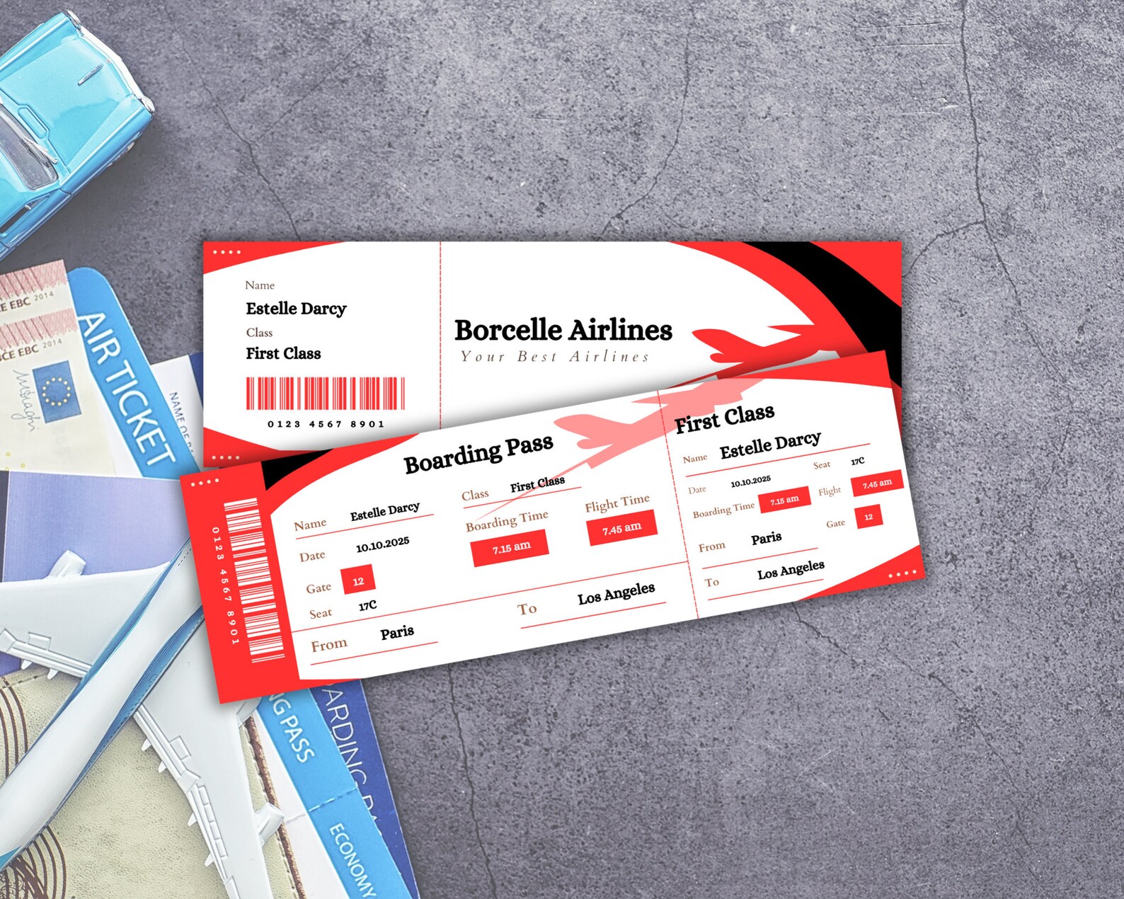 Editable Boarding Pass Template, Airline Tickets, Printable Airplane ...