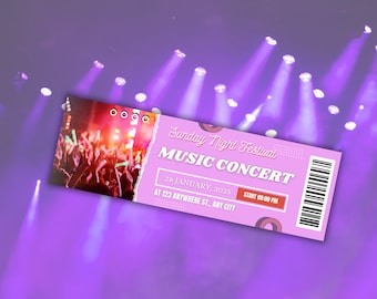 Concert Ticket Template Editable Concert Ticket Gift Custom Event ...