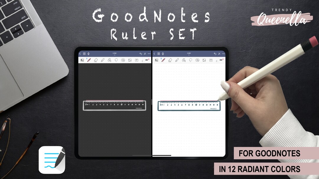Goodnotes Digital Ruler Sticker Set 12 Radiant Colored Sticker Etsy