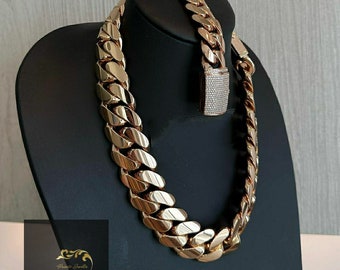 Handmade 22mm 24" Miami Cuban Link Chain 520grams Heavy Solid 925 ...