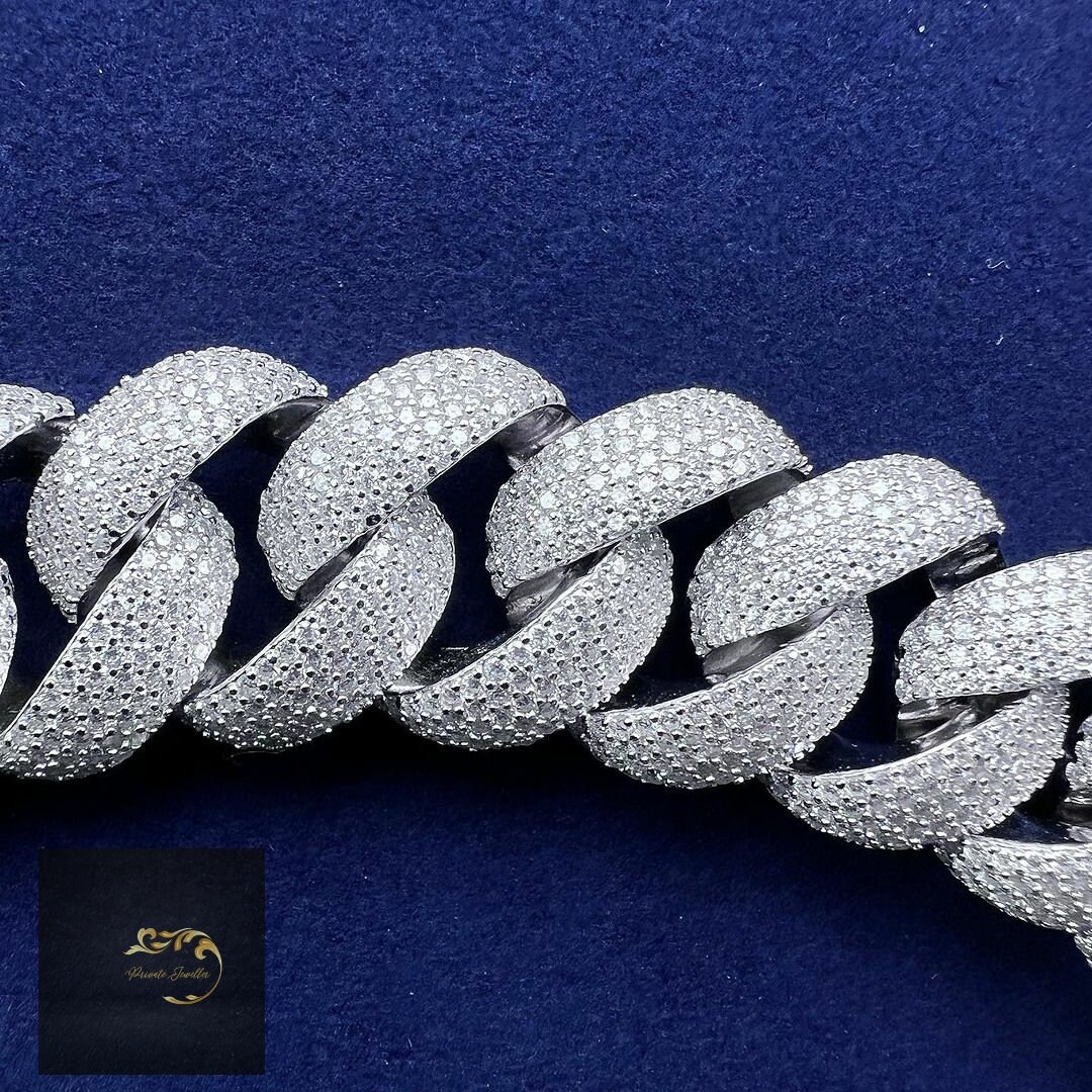 22mm Miami Cuban Link Chain Vvs Moissanite Diamond Stubbed 925 Sterling ...