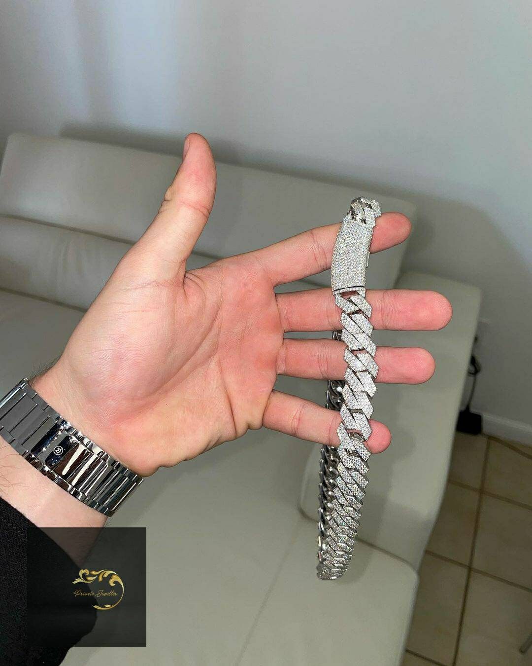 18mm Miami Cuban Link Chain Vvs Moissanite Diamond Stubbed 925 Sterling ...