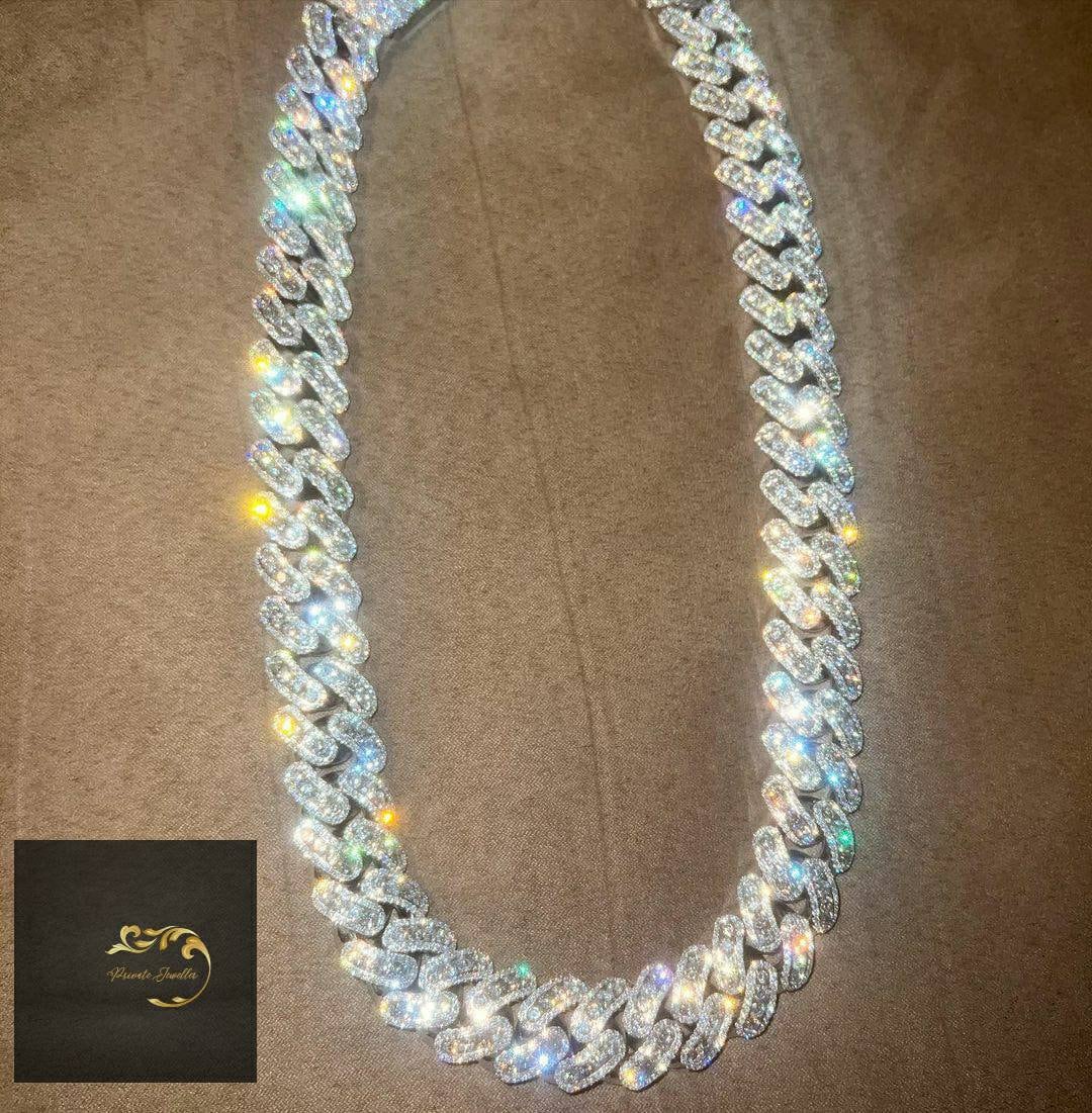 22mm Miami Cuban Link Chain Vvs Moissanite Diamond Stubbed 925 Sterling ...