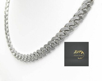 22mm Miami Cuban Link Chain Vvs Moissanite Diamond Stubbed 925 Sterling ...