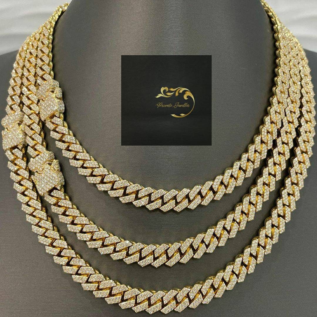 10mm Miami Cuban Link Chain Vvs Moissanite Diamond Stubbed 925 - Etsy