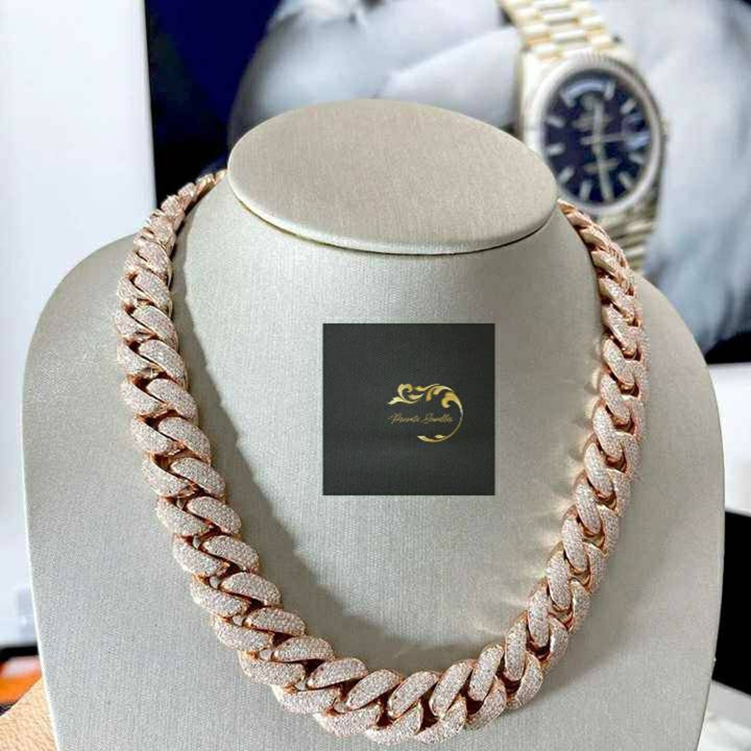 22mm Miami Cuban Link Chain Vvs Moissanite Diamond Stubbed 925 Sterling ...