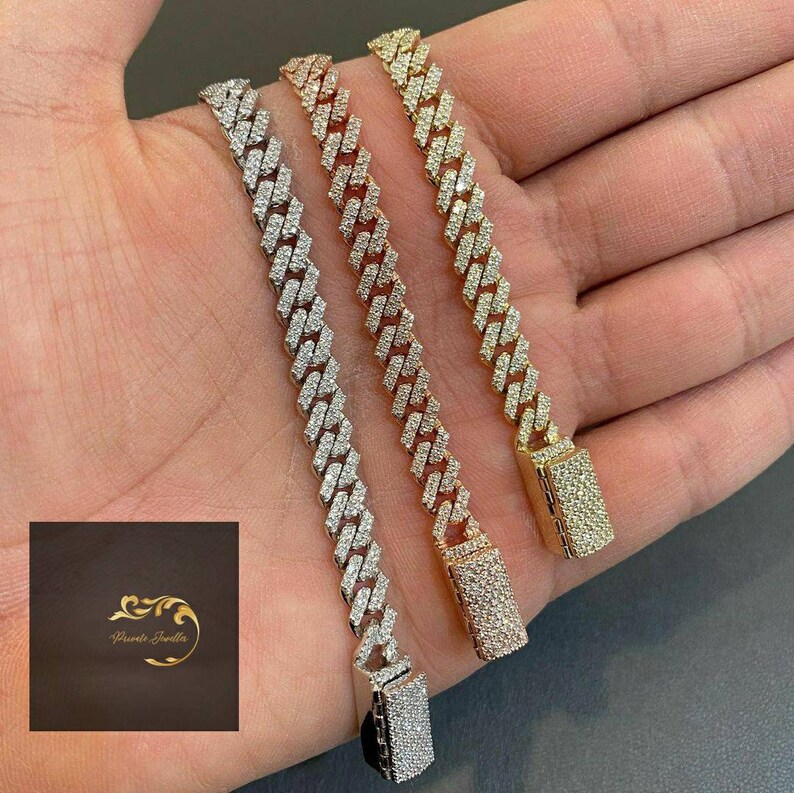 6mm Miami Cuban Link Chain Vvs Moissanite Diamond Stubbed 925 Sterling ...