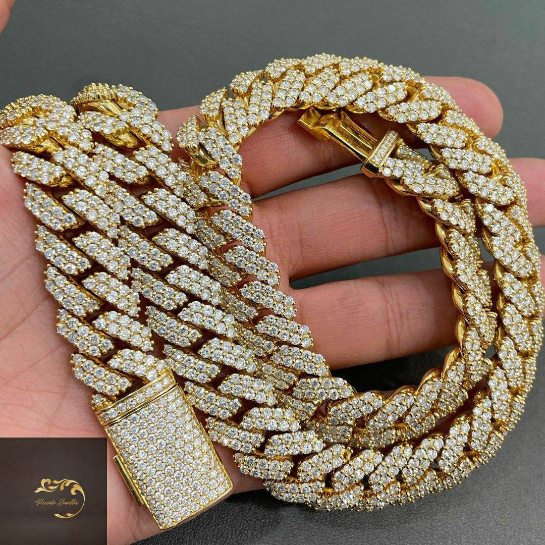 17mm Big Diamond Miami Cuban Link Chain Vvs Moissanite Diamond Stubbed ...