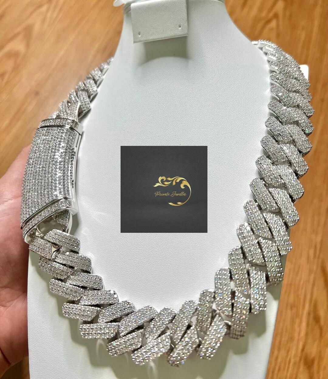 25mm Miami Cuban Link Chain Vvs Moissanite Diamond Stubbed 925 Sterling ...